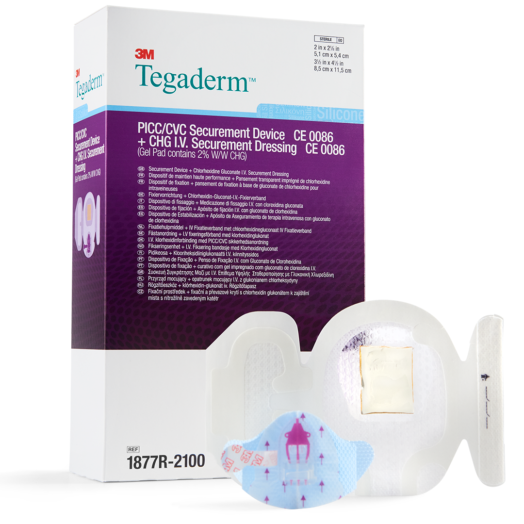 3M™ Tegaderm™ PICC/CVC-fixatiehulpmiddel + CHG I.V. Fixatieverband, 8 ...