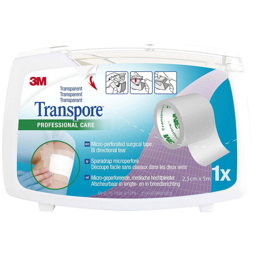 3M™ Transpore™ Transparante Medische Hechtpleister op dispenser, 2.5cm ...