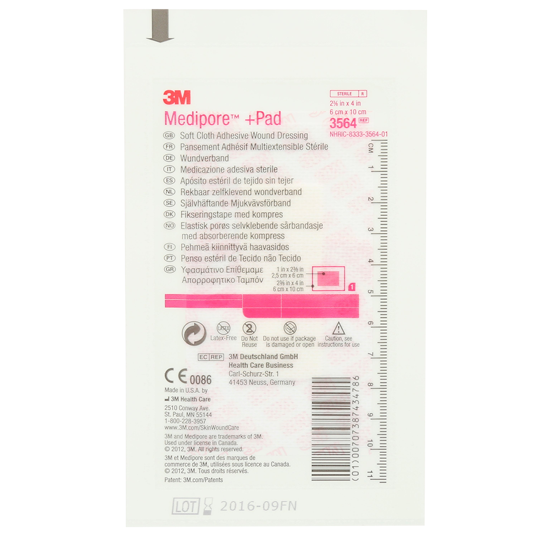 3M™ Medipore™ + Pad - Adhesief wondverband, 6cm x 10cm (50) • Medische ...